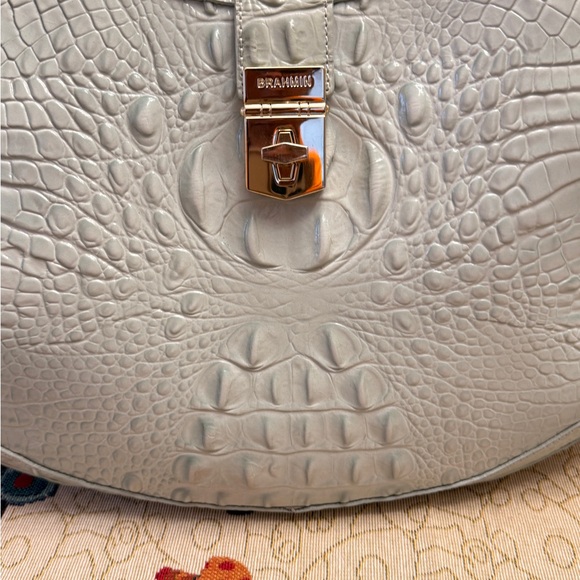 Brahmin | Bags | Brahmin Gray Crocodile Texture Shoulder Bag | Poshmark
